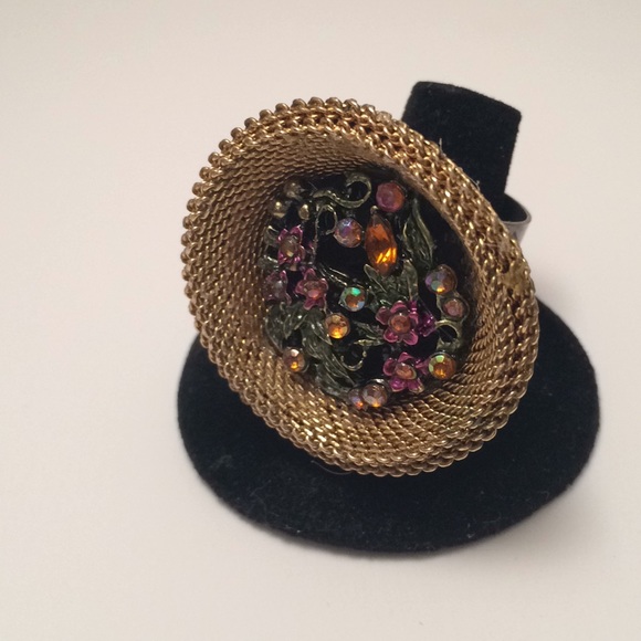 jewerly | Jewelry | Vintage Mesh Natural Brass Ring Hand Made ...